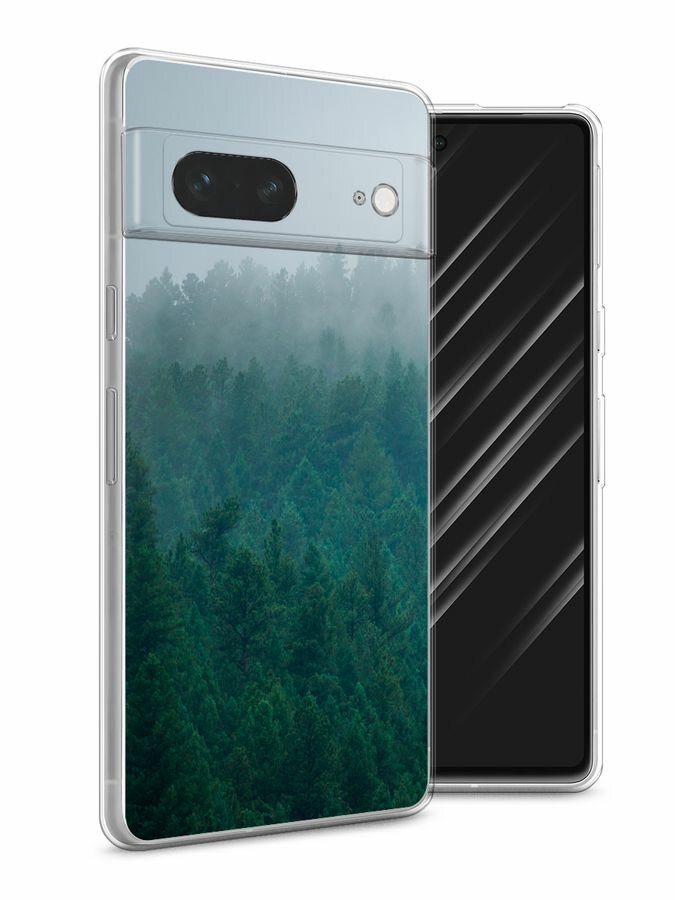 Чехол на Google Pixel 7 / Гугл Пиксель 7 с принтом "Лес в облаках"