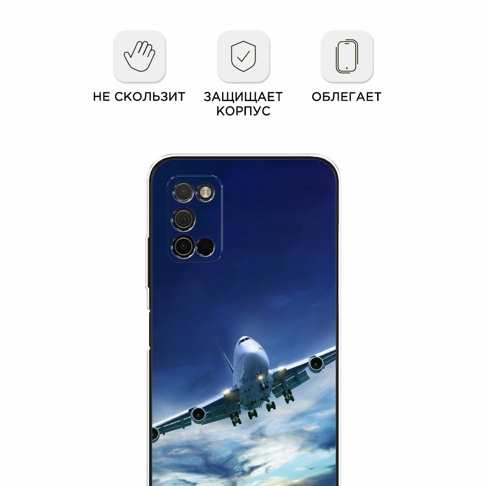 Чехол на Samsung Galaxy A03S / Самсунг Галакси A03S с принтом "Самолет в небе" — фото 1