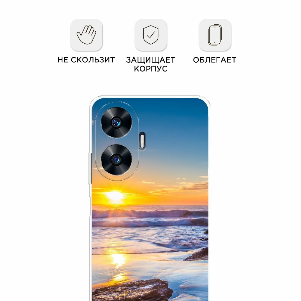 Силиконовый чехол на Realme C55 / Реалми C55 с принтом "Восход 6" — фото 1