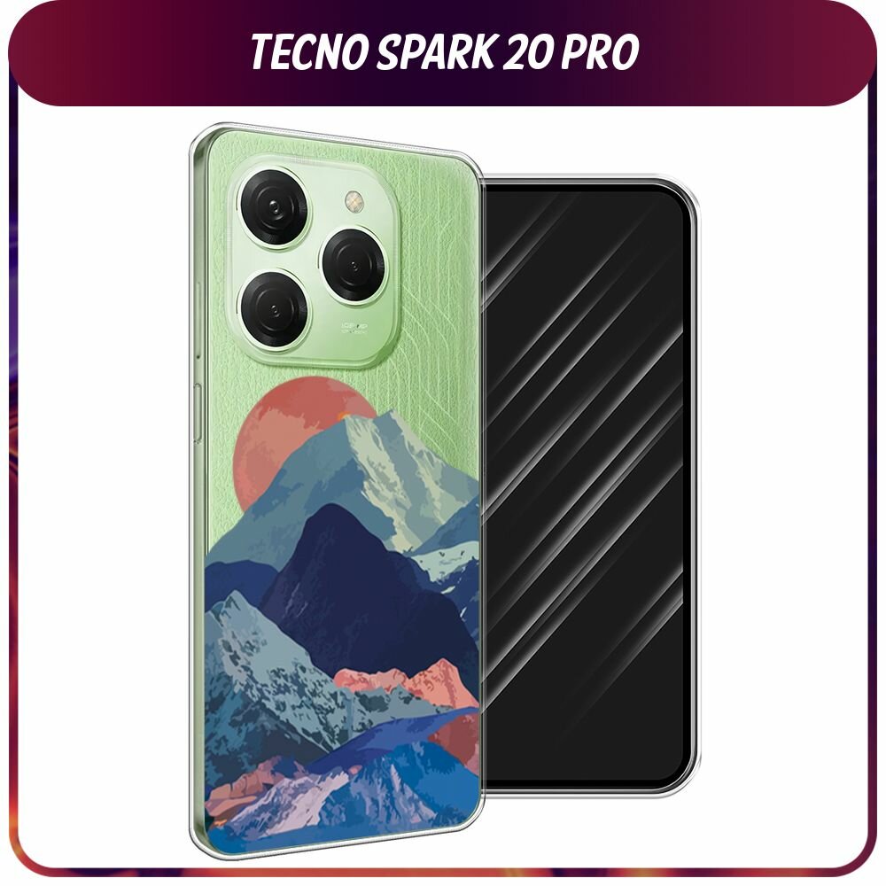 Чехол на Tecno Spark 20 Pro/20S Pro / Текно Спарк 20 Про/20S Про с принтом "Закат в снежных горах", прозрачный