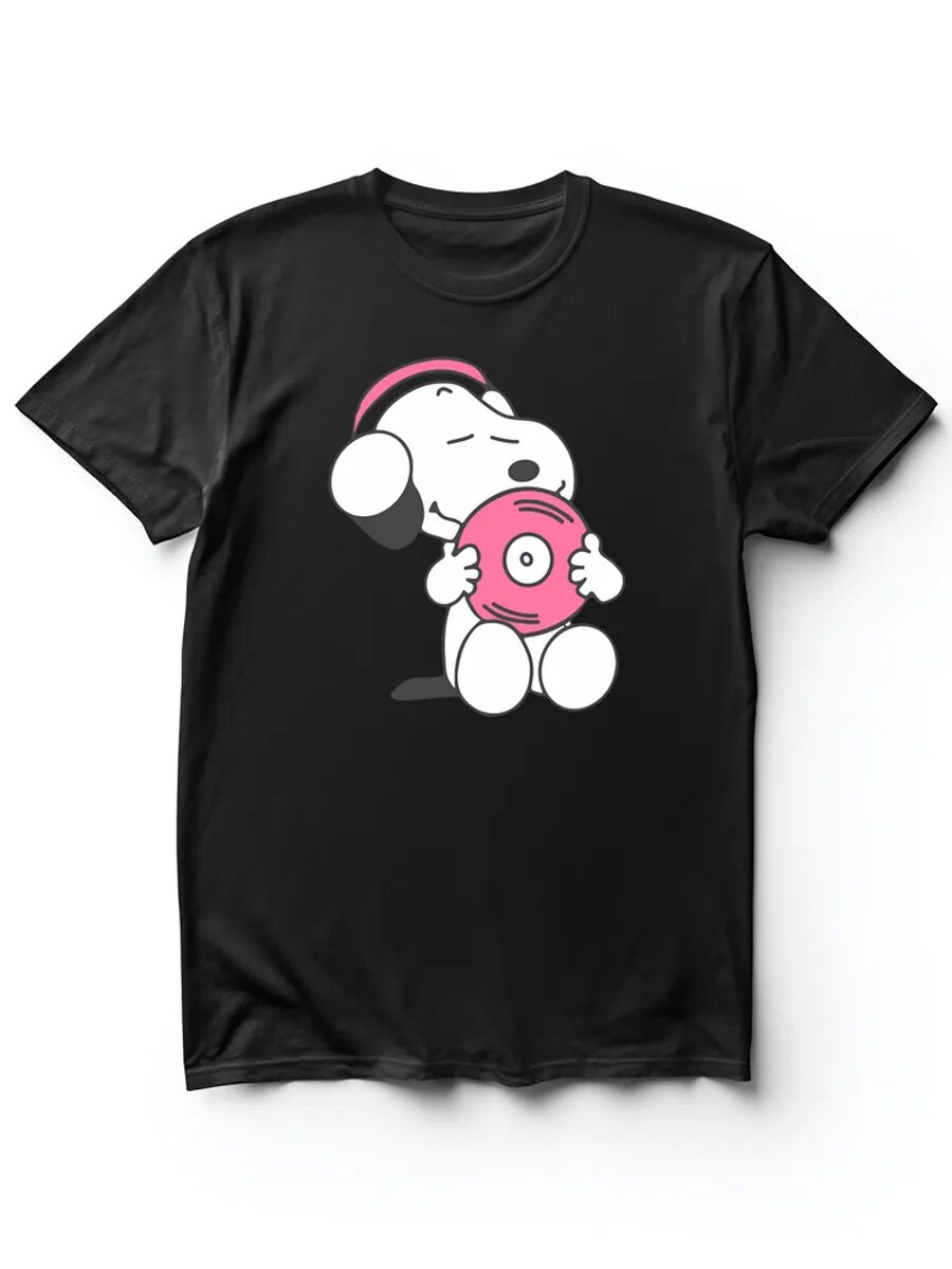 Футболка снупи слушает музыку