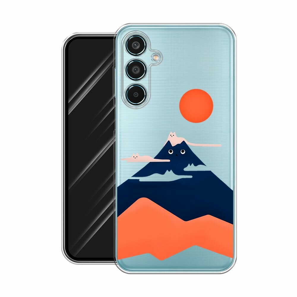 Чехол на Samsung Galaxy M35 / Самсунг Галакси M35 с принтом "Кот-гора", прозрачный — фото 1