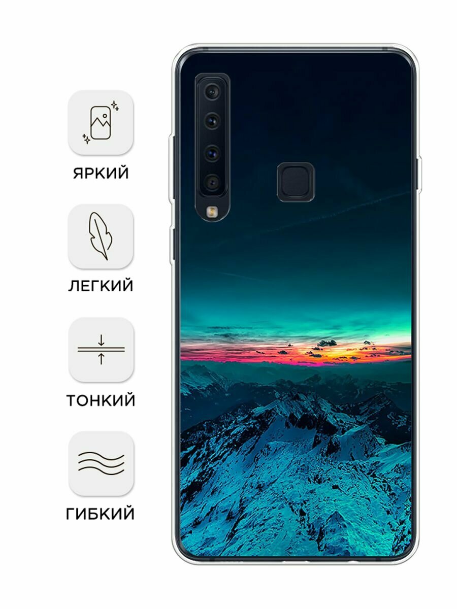 Чехол на Samsung Galaxy A9 2018 / Самсунг Галакси А9 2018 с принтом "Закат в горах" — фото 1