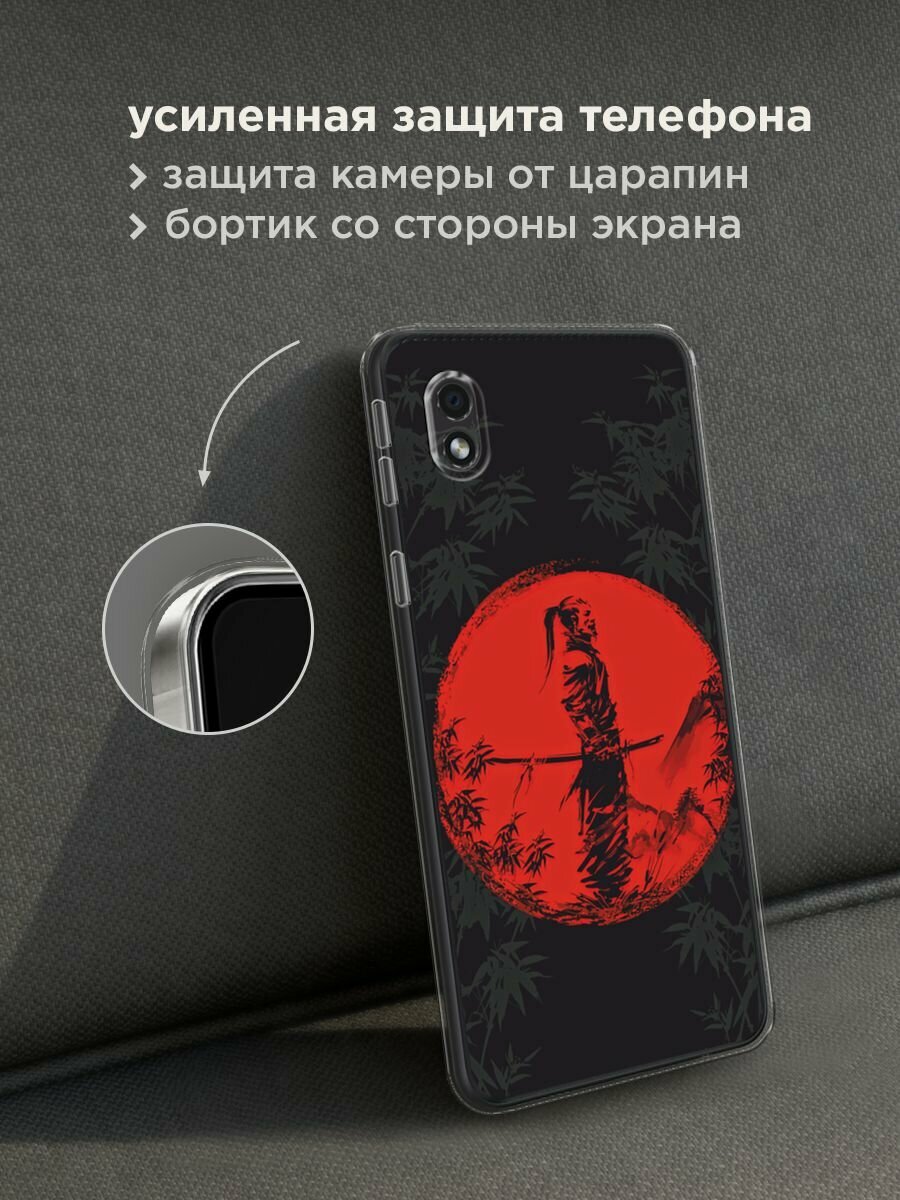 Чехол на Samsung Galaxy A01 Core / Самсунг Галакси А01 Core с принтом "Самурай на красном фоне" — фото 1