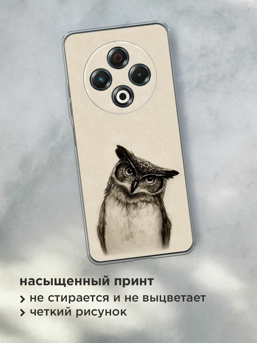 Силиконовый чехол на Tecno Spark 30 / Текно Спарк 30 с принтом "Сова" — фото 1