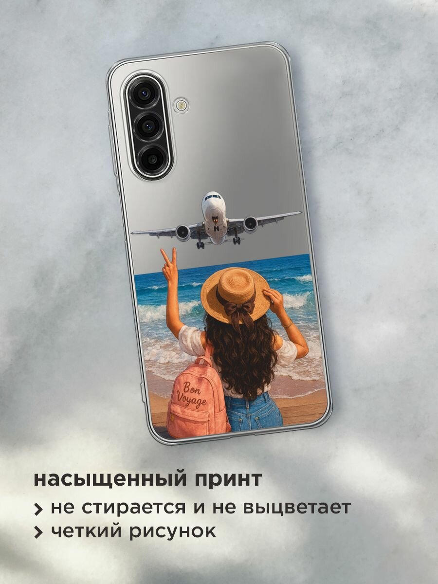 Чехол на Samsung Galaxy A17 / Самсунг А17 с принтом "Bon Voyage", прозрачный — фото 1