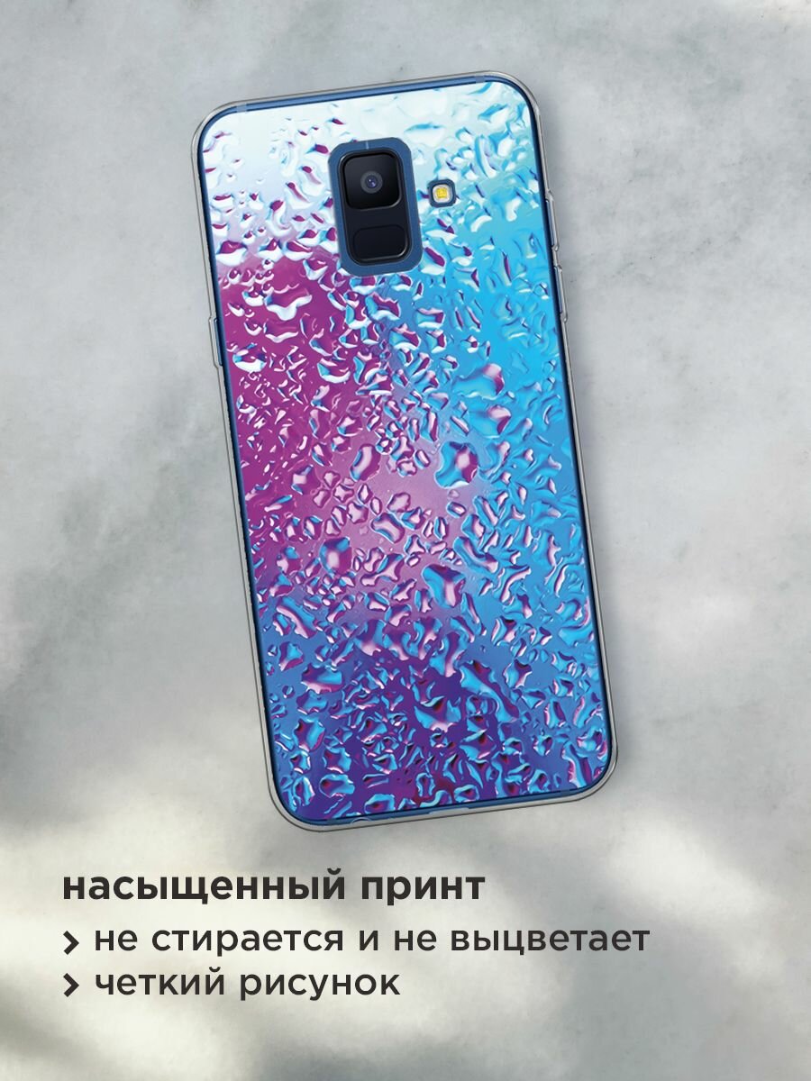 Чехол на Samsung Galaxy A6 / Самсунг Галакси А6 с принтом "Капли на стекле" — фото 1