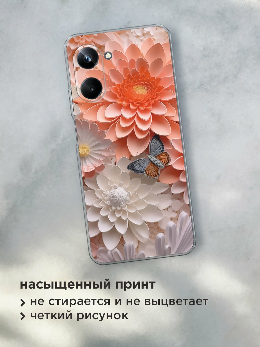 Чехол на Realme 10 Pro / Реалми 10 Про с принтом "Бумажные цветы" — фото 1