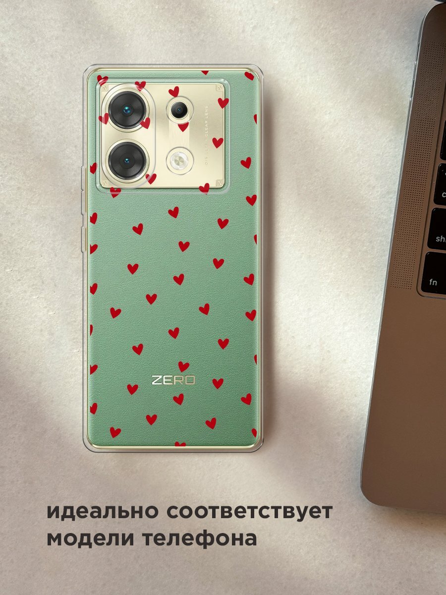 Чехол на Infinix Zero 30 5G / Инфиникс Зеро 30 5G с принтом "Red hearts", прозрачный — фото 1