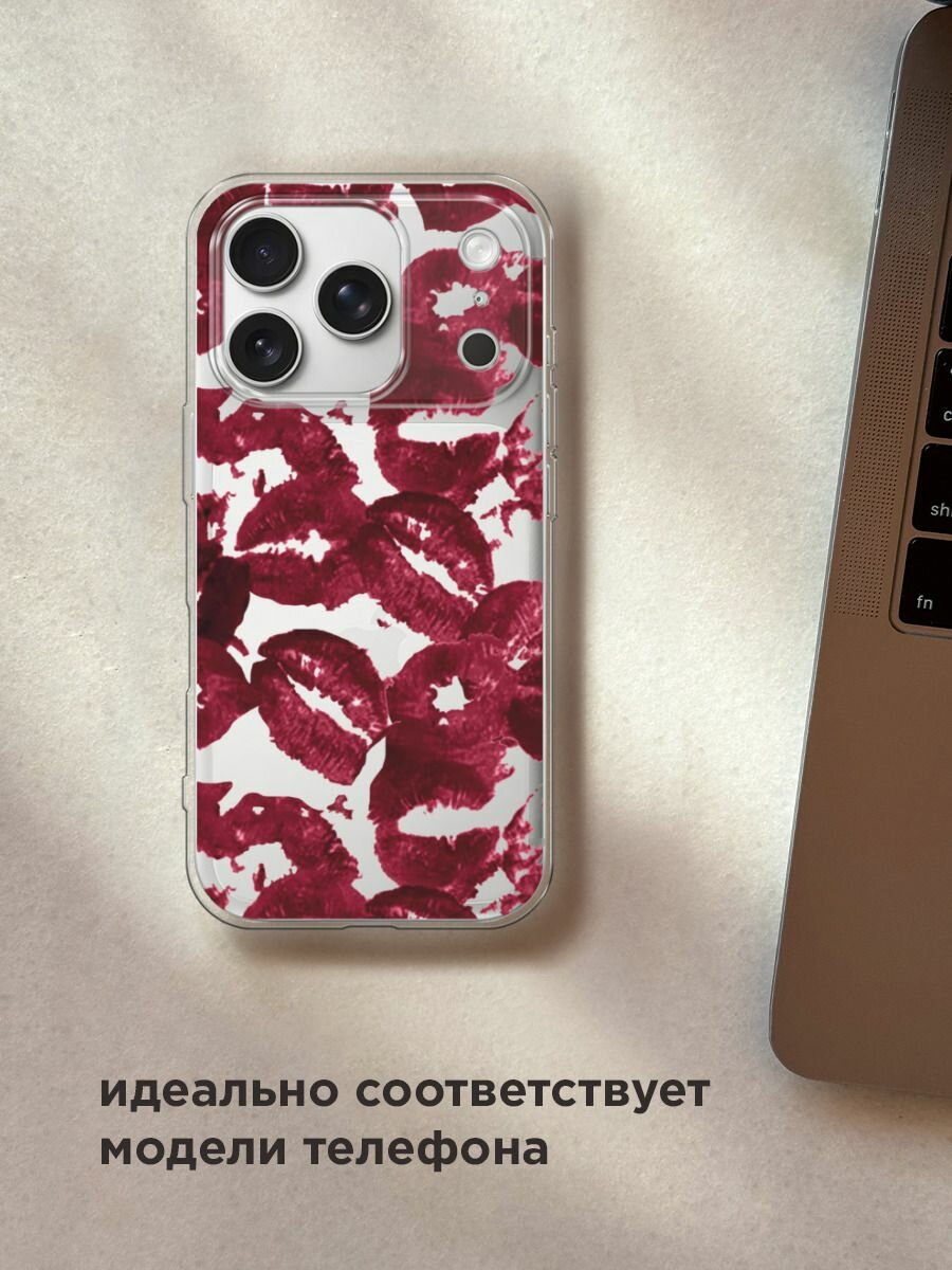Чехол на Apple iPhone 17 Pro / Айфон 17 Про с принтом "Помада паттерн 2", прозрачный — фото 1