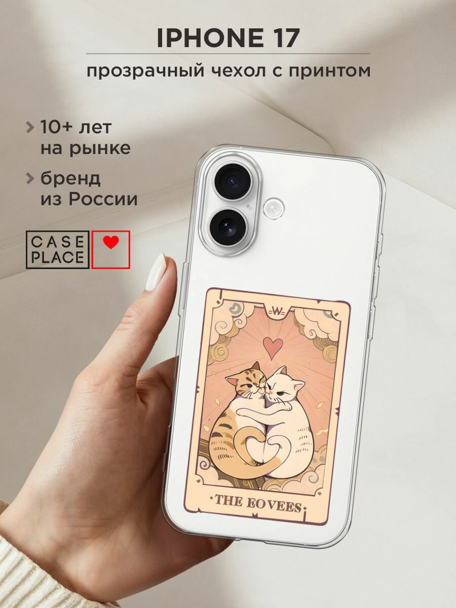 Чехол на Apple iPhone 17 / Айфон 17 с принтом "The lovers cats 2 - 14 февраля", прозрачный