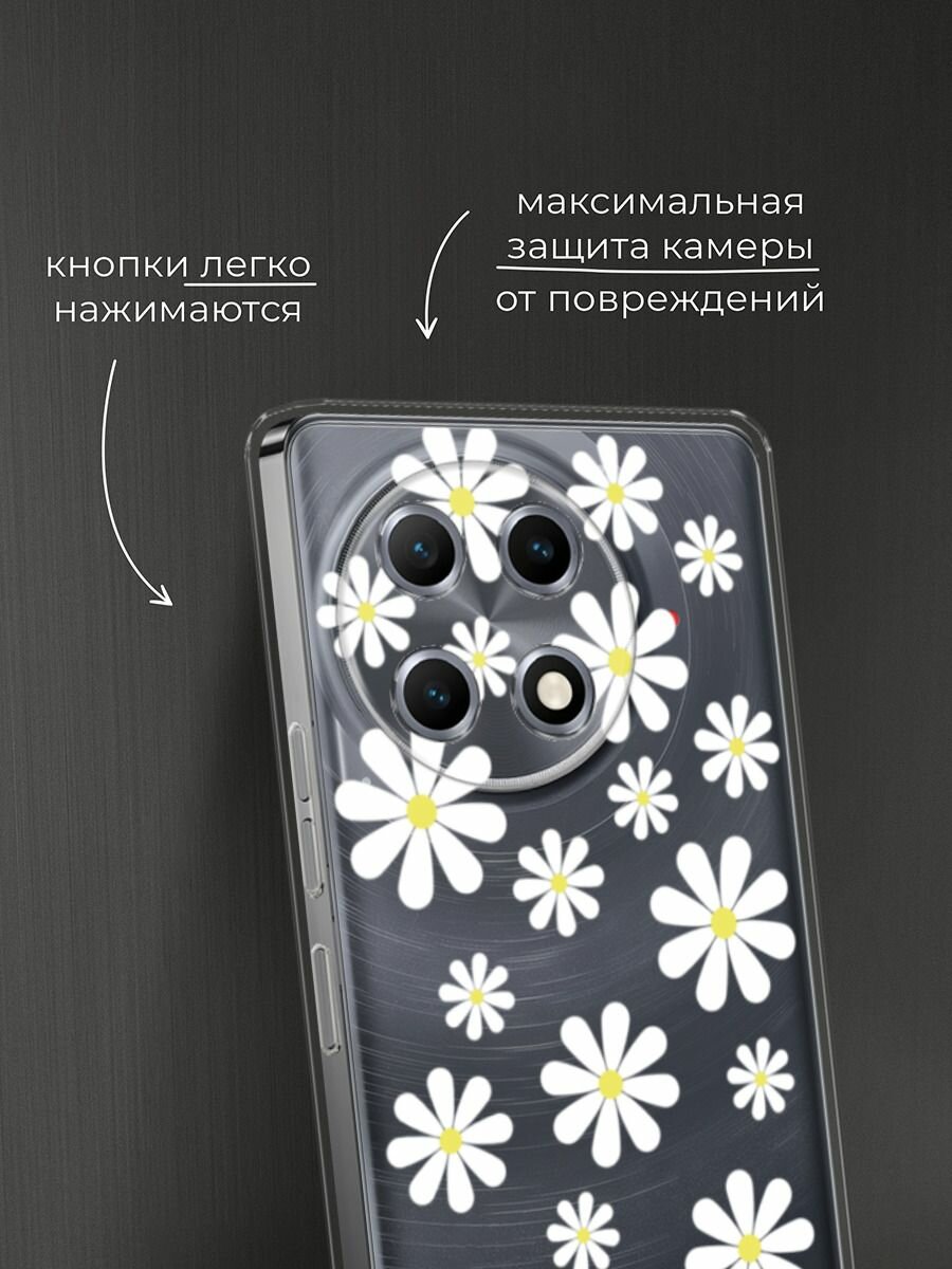Чехол на Tecno Camon 30S / Текно Камон 30S с принтом "Большие ромашки", прозрачный — фото 1