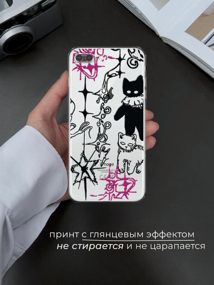 Чехол на Apple iPhone 7 Plus / Айфон 7 Плюс с принтом "Готические котики" — фото 1