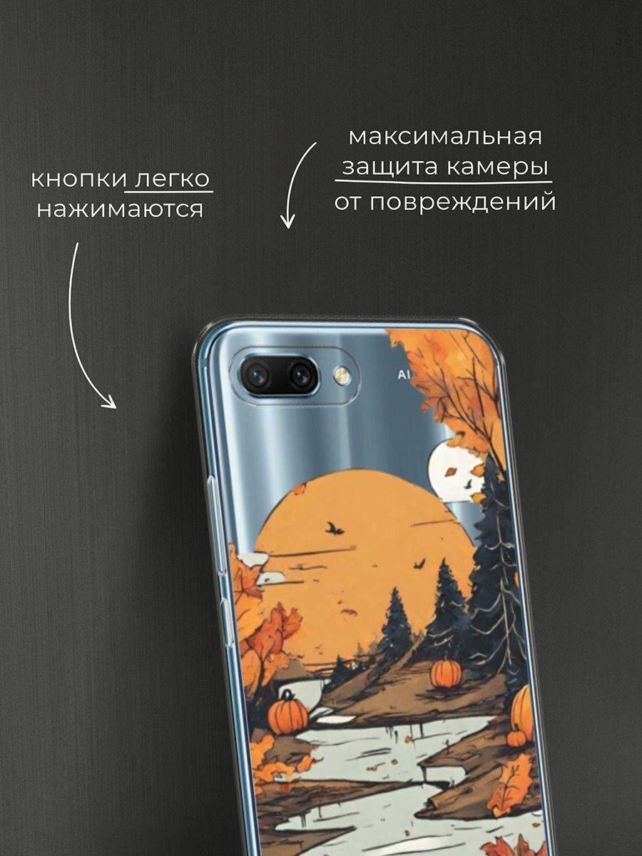 Чехол на Honor 10 / Хонор 10 с принтом "Осенний лесной уголок", прозрачный — фото 1