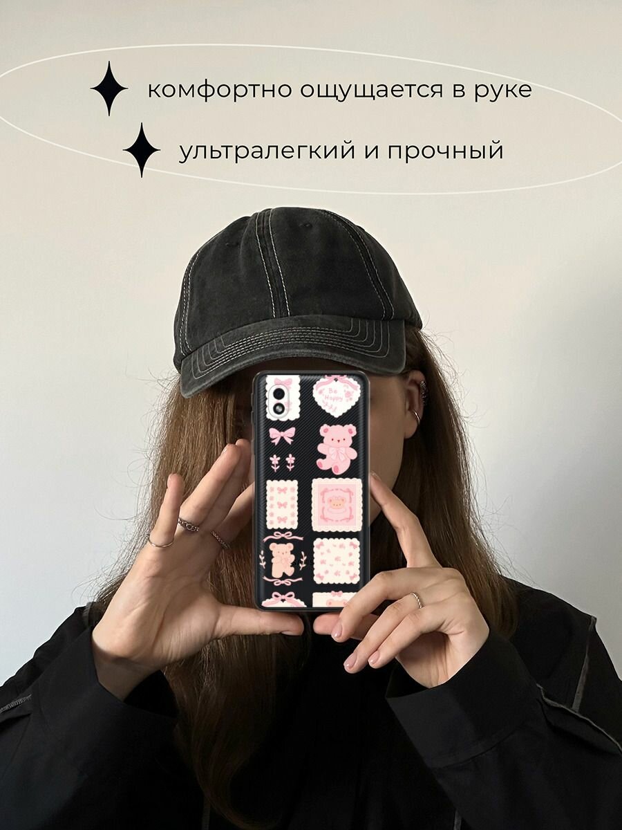 Чехол на Samsung Galaxy A01 Core / Самсунг Галакси А01 Core с принтом "Розовые марки", прозрачный — фото 1