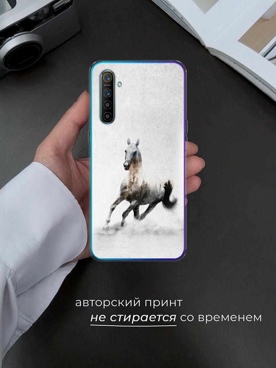 Силиконовый чехол на Realme XT / Реалми XT с принтом "Лошадь лес" — фото 1