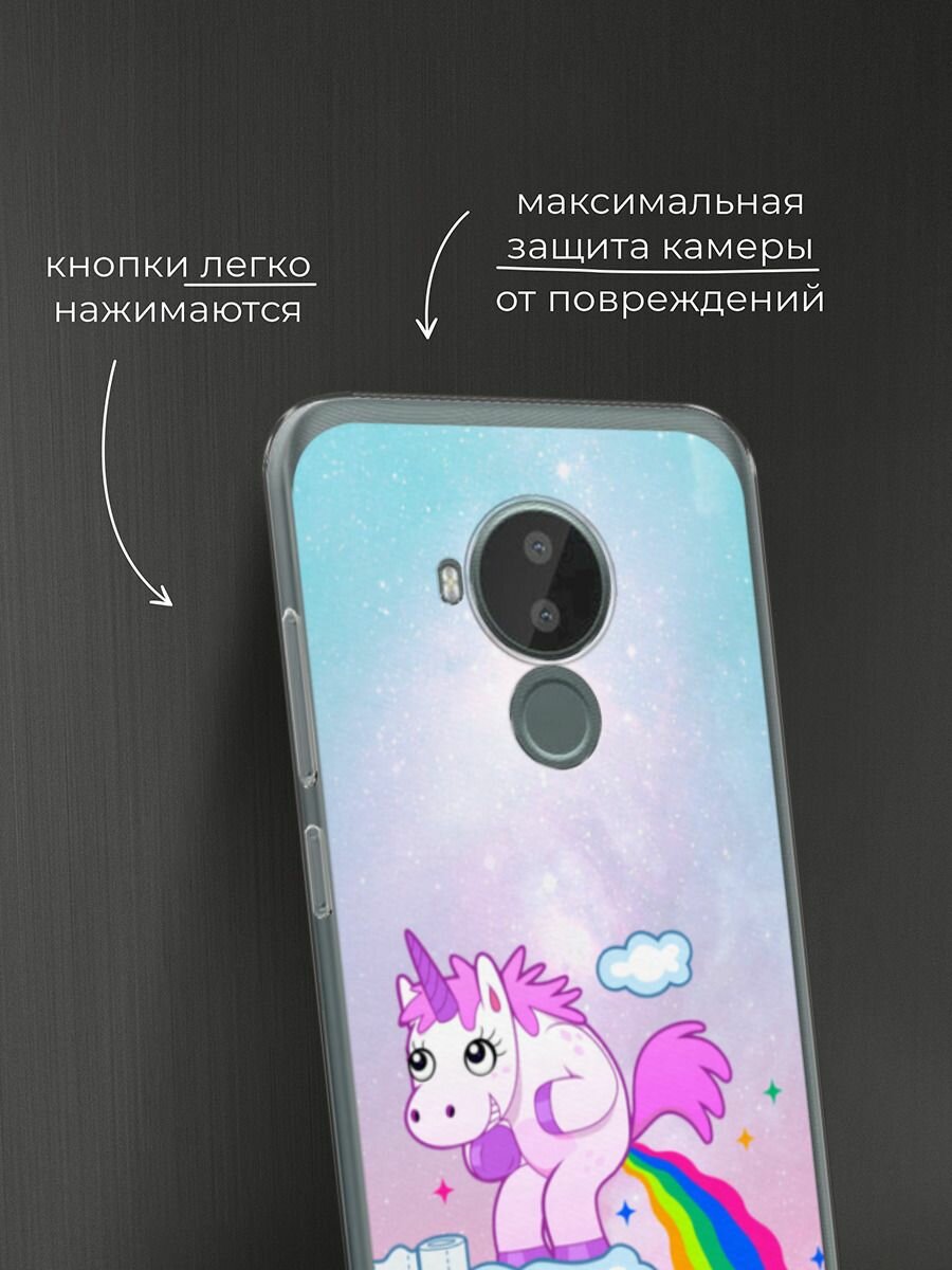 Силиконовый чехол на Nokia C30 / Нокия C30 с принтом "Единорог какает" — фото 1
