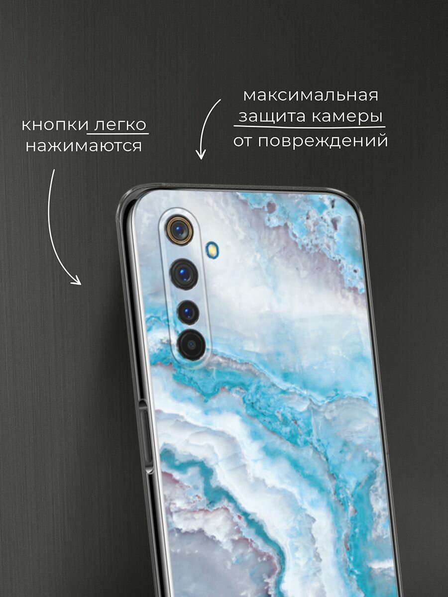 Чехол на Realme 6 Pro / Реалми 6 Про с принтом "Нежно-голубой мрамор" — фото 1