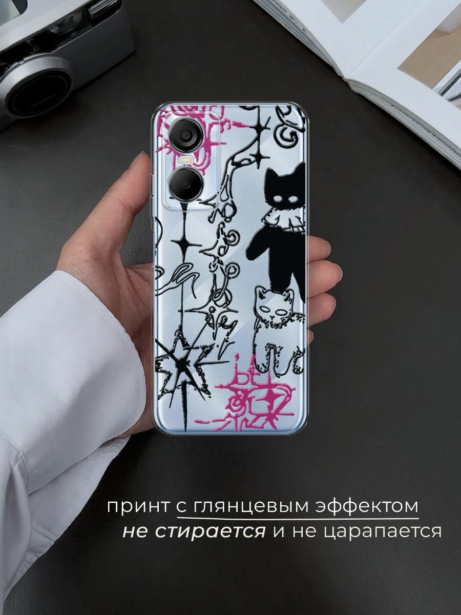 Чехол на Tecno Pop 6 pro / Техно Поп 6 Про с принтом "Готические котики" — фото 1