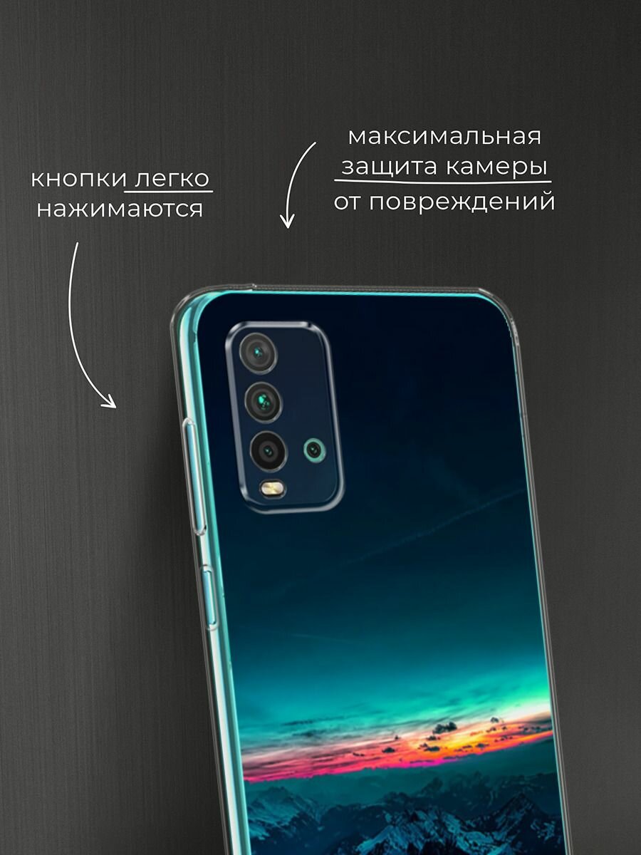 Чехол на Xiaomi Redmi 9T / Сяоми Редми 9Т с принтом "Закат в горах" — фото 1