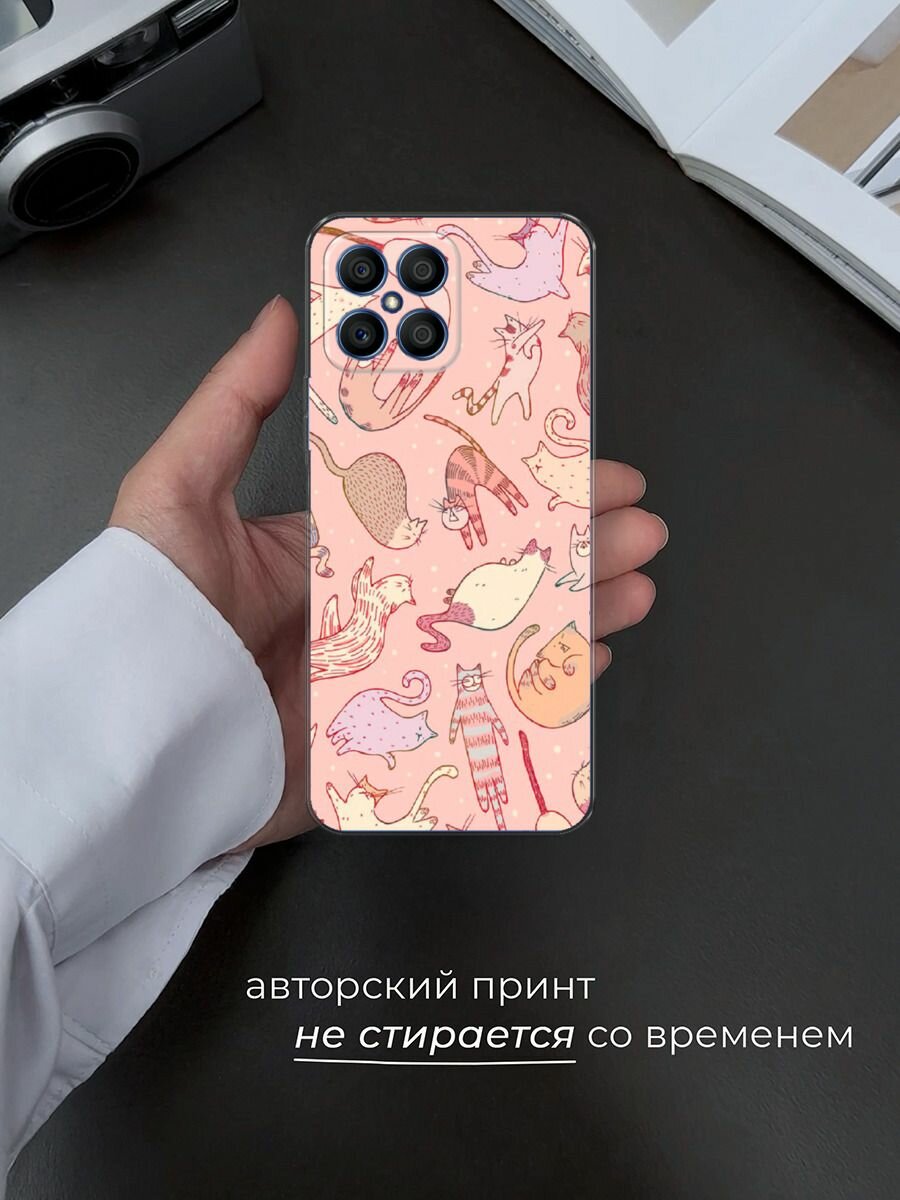Силиконовый чехол на Honor X8 / Хуавей X8 с принтом "Розовое счастье" — фото 1