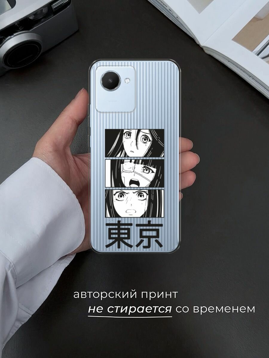 Чехол на Realme C30 / Реалми C30 с принтом "Tokyo girls", прозрачный — фото 1