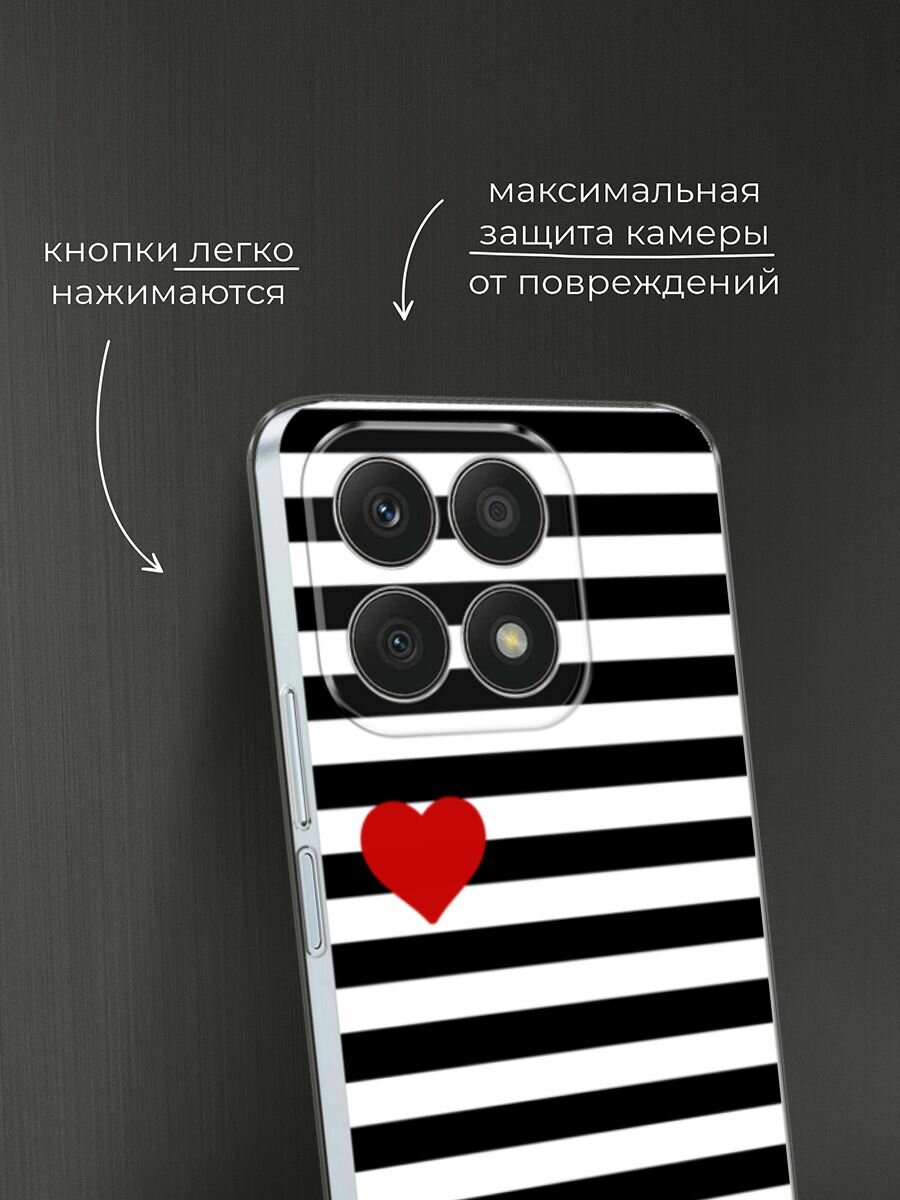 Силиконовый чехол на Honor X8A / Хонор X8A с принтом "Красное сердце" — фото 1