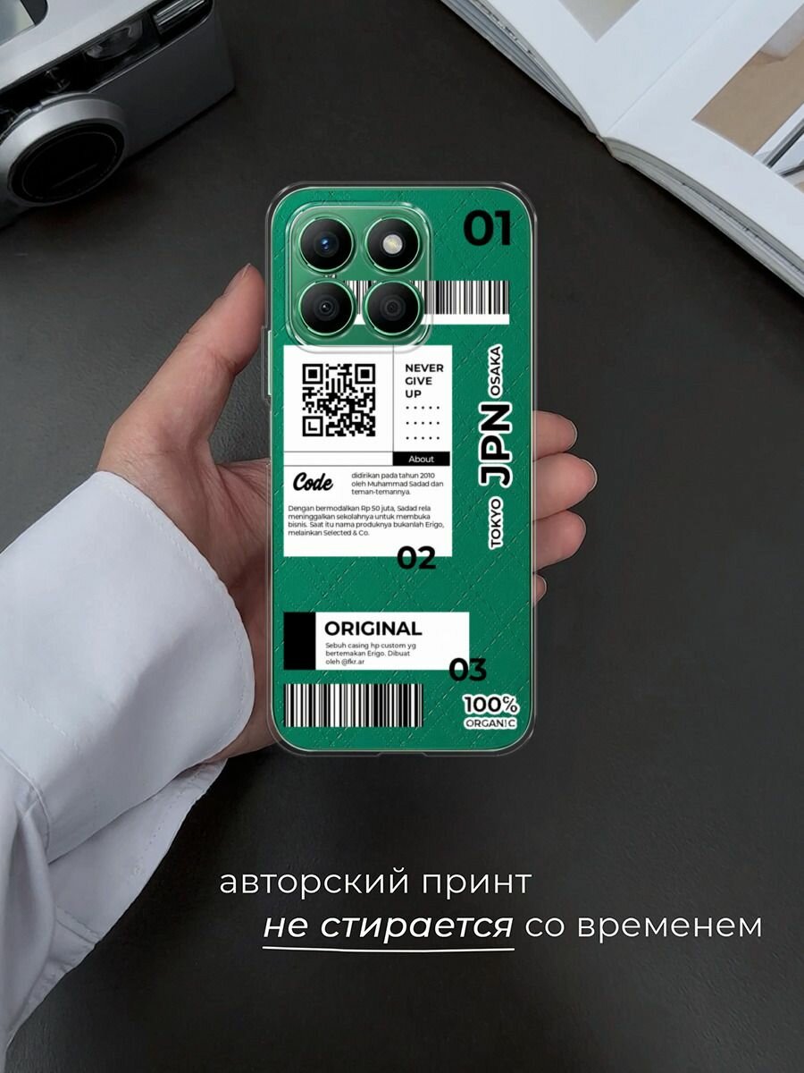 Силиконовый чехол на Honor X8B / Хонор X8B с принтом "JPN", прозрачный — фото 1