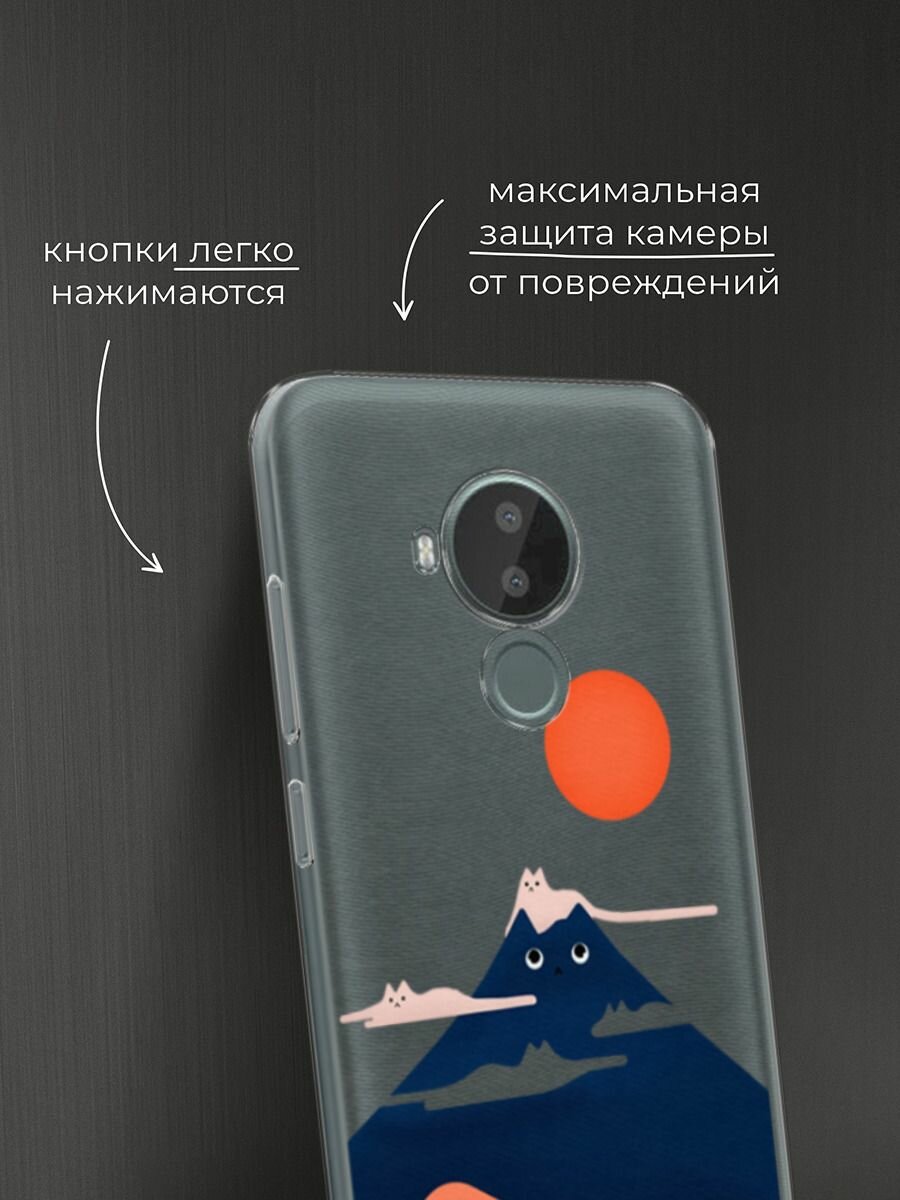 Чехол на Nokia C30 / Нокия C30 с принтом "Кот-гора", прозрачный — фото 1