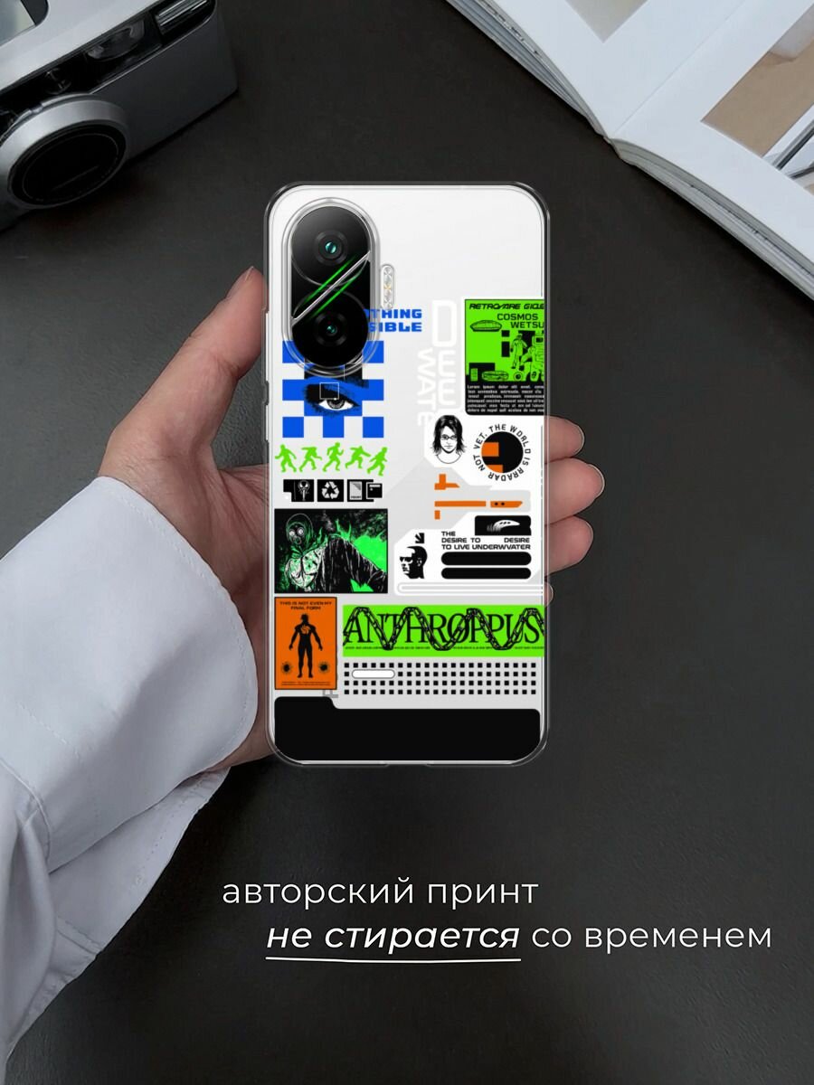 Чехол на Poco F7 / Поко F7 с принтом "Nothing impossible", прозрачный — фото 1