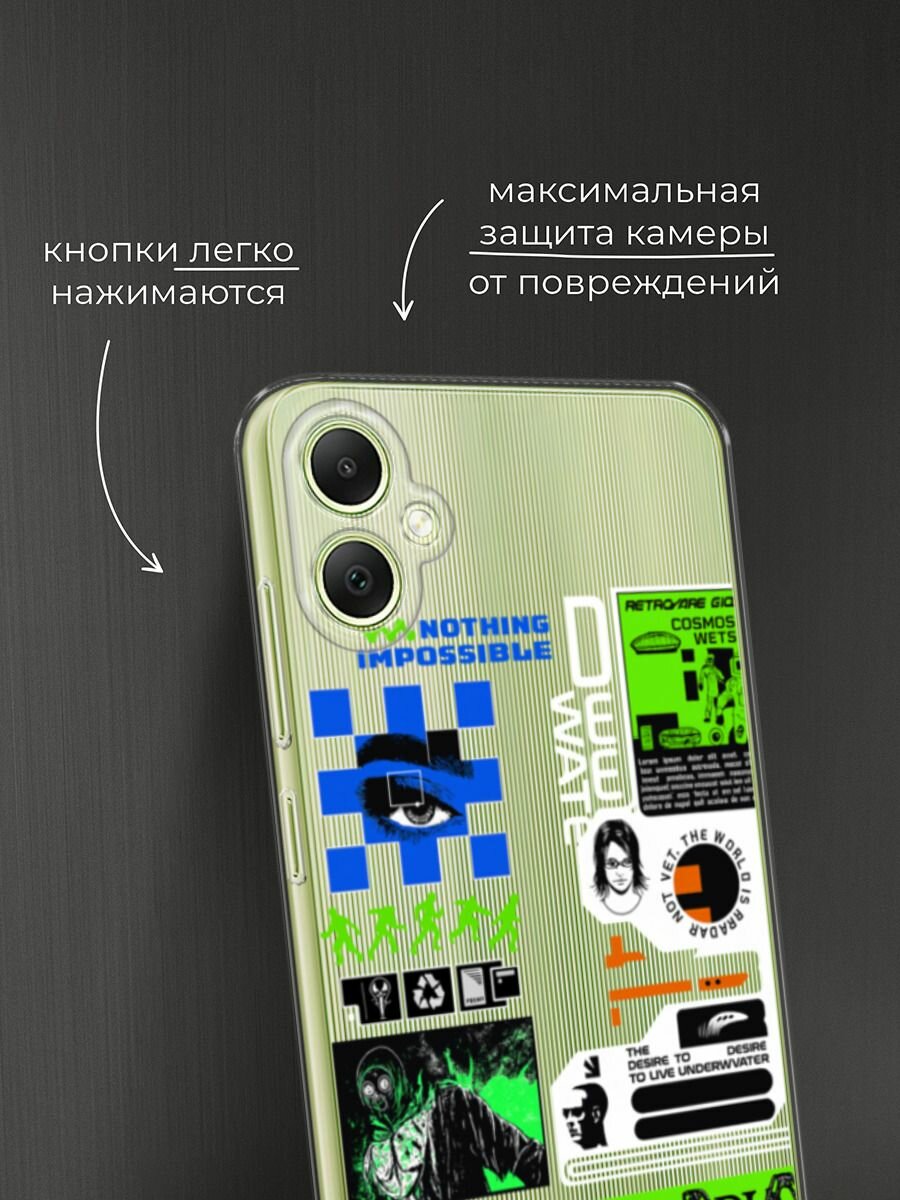 Чехол на Samsung Galaxy A05 / Самсунг Галакси A05 с принтом "Nothing impossible", прозрачный — фото 1
