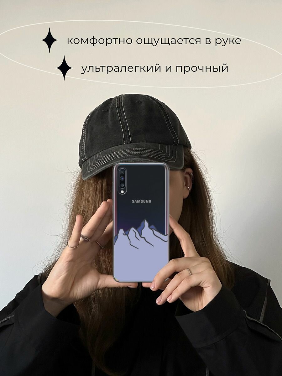 Чехол на Samsung Galaxy A70 / Самсунг Галакси А70 с принтом "Гора", прозрачный — фото 1