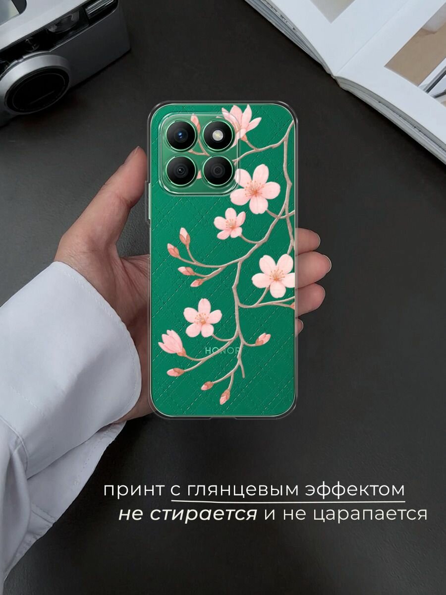 Чехол на Honor X8B / Хонор X8B с принтом "Веточка распускающейся сакуры 2" — фото 1