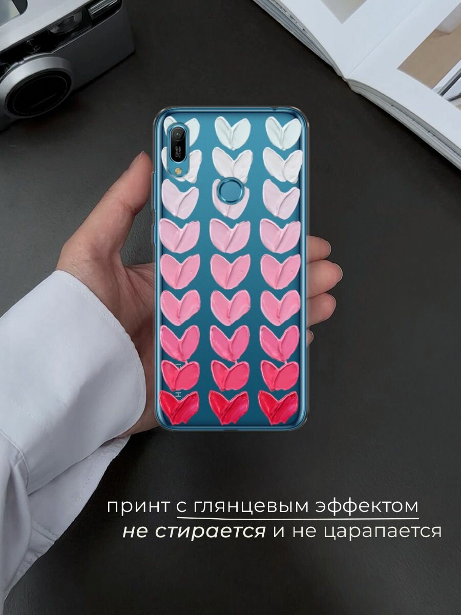 Чехол на Honor 8A/8A Pro/Huawei Y6s/Y6 2019 / Хонор 8А с принтом "Градиент из сердечек" — фото 1