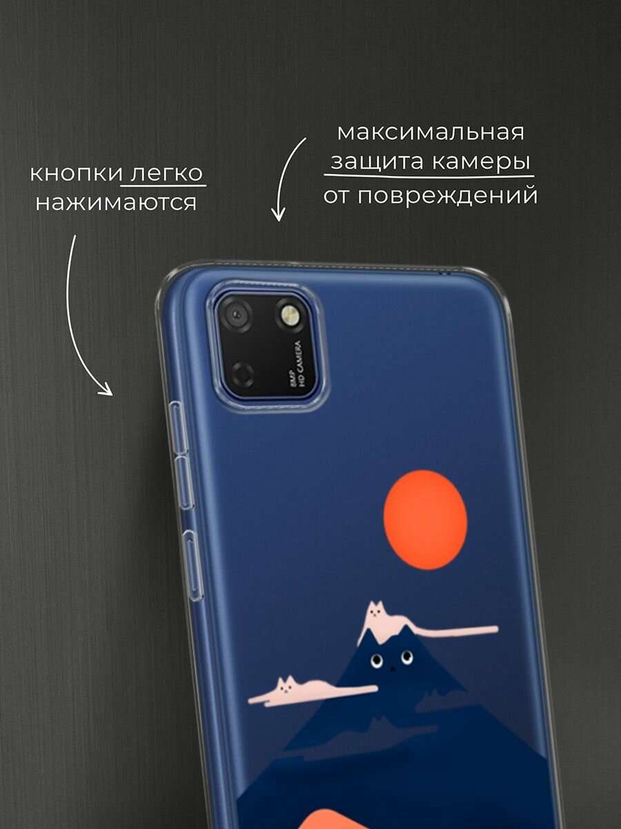 Чехол на Honor 9S/Huawei Y5p / Хонор 9S/Хуавей Y5p с принтом "Кот-гора", прозрачный — фото 1