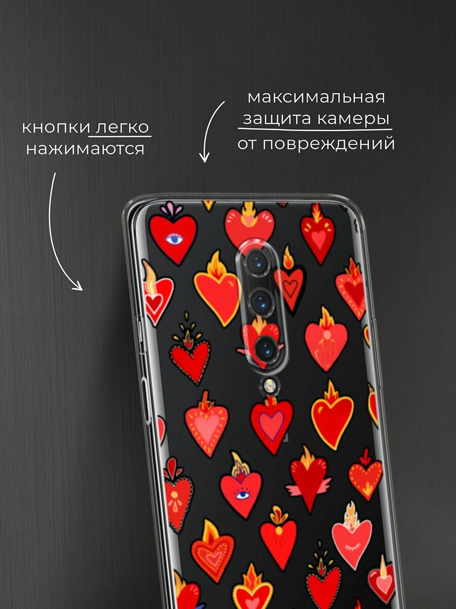 Чехол на OnePlus 8 / ВанПлас 8 с принтом "Дьявольские сердца паттерн", прозрачный — фото 1