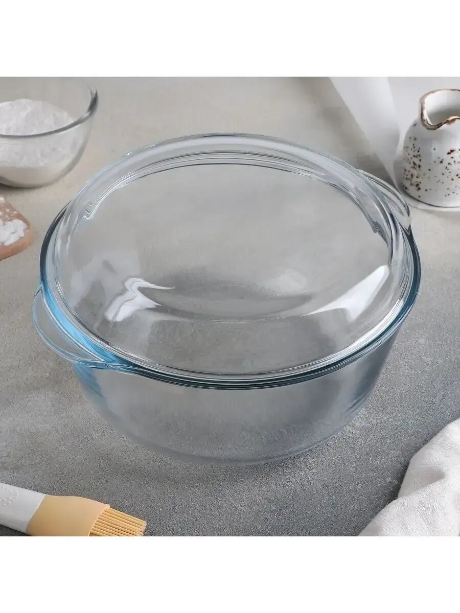 Кастрюля из жаропрочного стекла 3 л, с крышкой