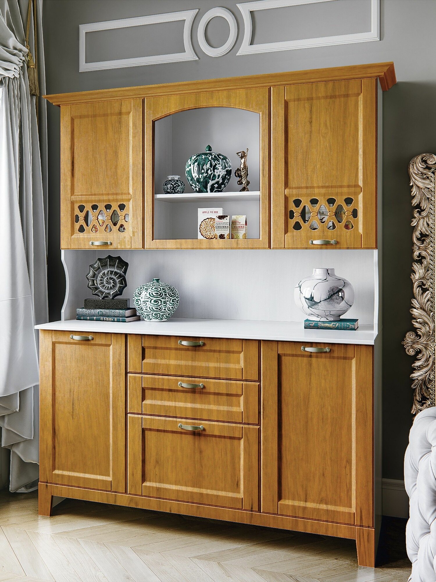 Буфет Милано орех/белый миф