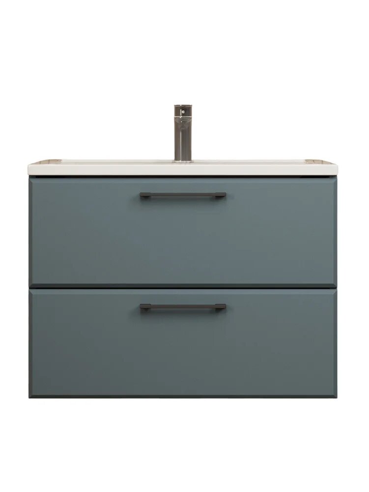 Тумба с раковиной Uperwood Foster New 70 подвесная, 70 см, серая, матовая, из МДФ, с ящиками, раковина для ванной, прямоугольная