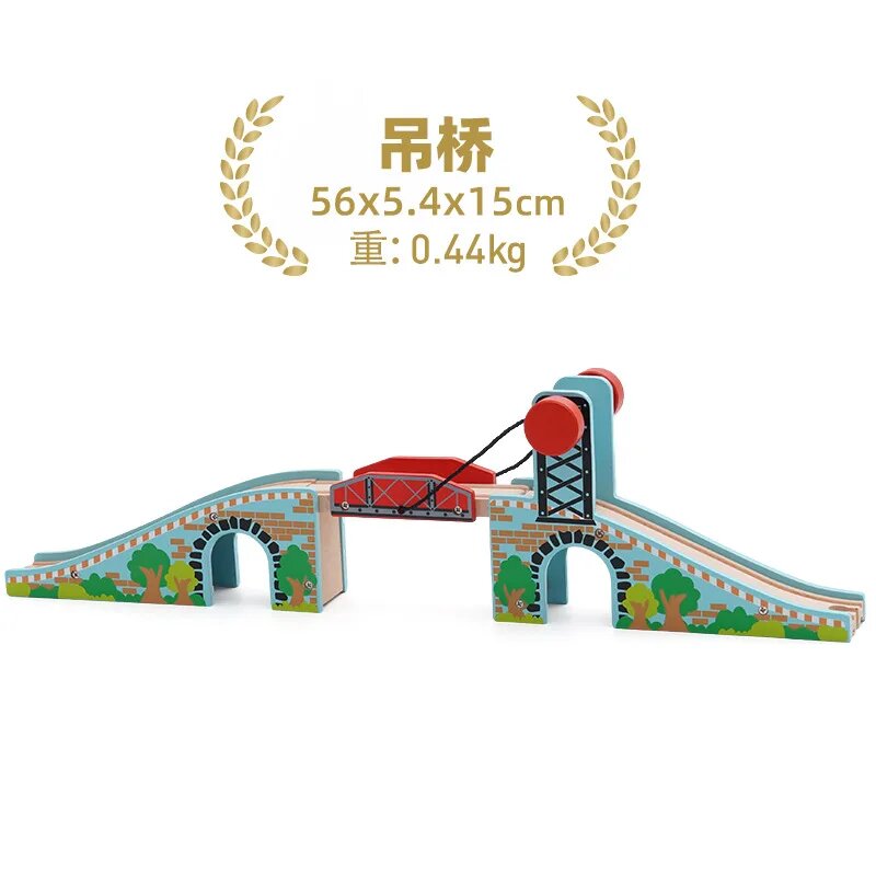 Деревянный поезд, гоночный железнодорожный уличный знак, игрушки, мостовой туннель, аксессуары для дорожек, деревянные дорожки, креативные игрушки для детей, подарок 0440