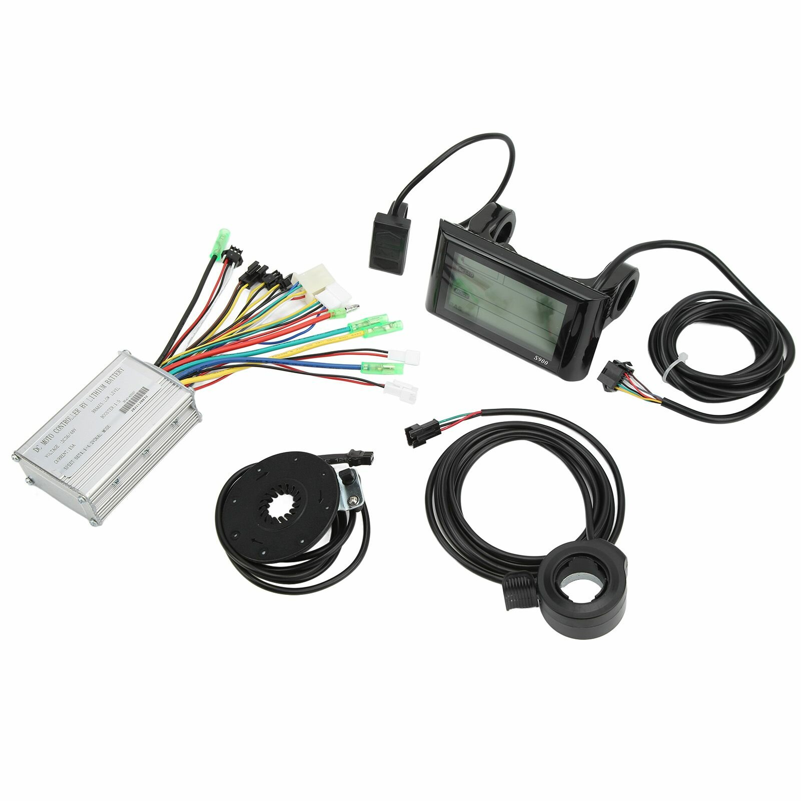 Контроллер бесщеточного мотора 36V 48V с LCD дисплеем S900 и датчиком помощи, комплект для электровелосипеда