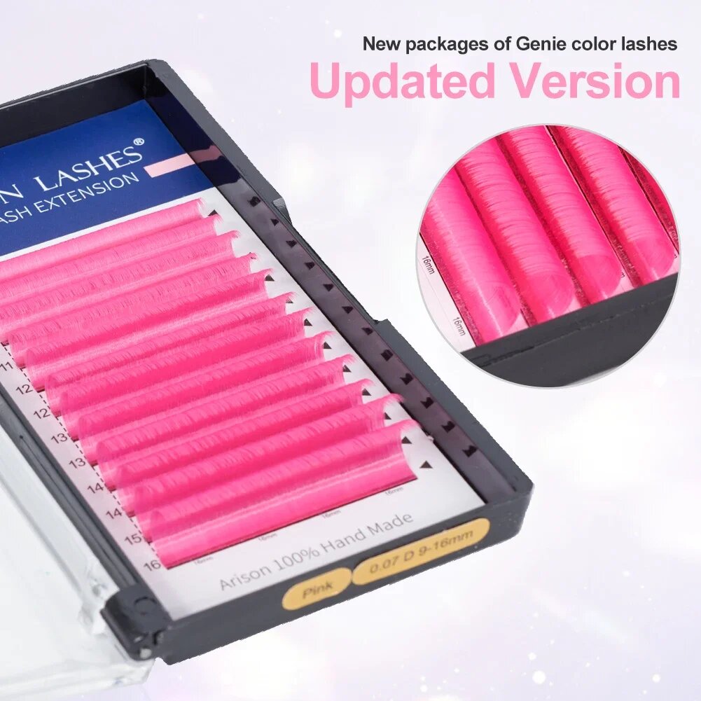 Arison Lashes C изгиб, 0.07mm, розовые цветные ресницы