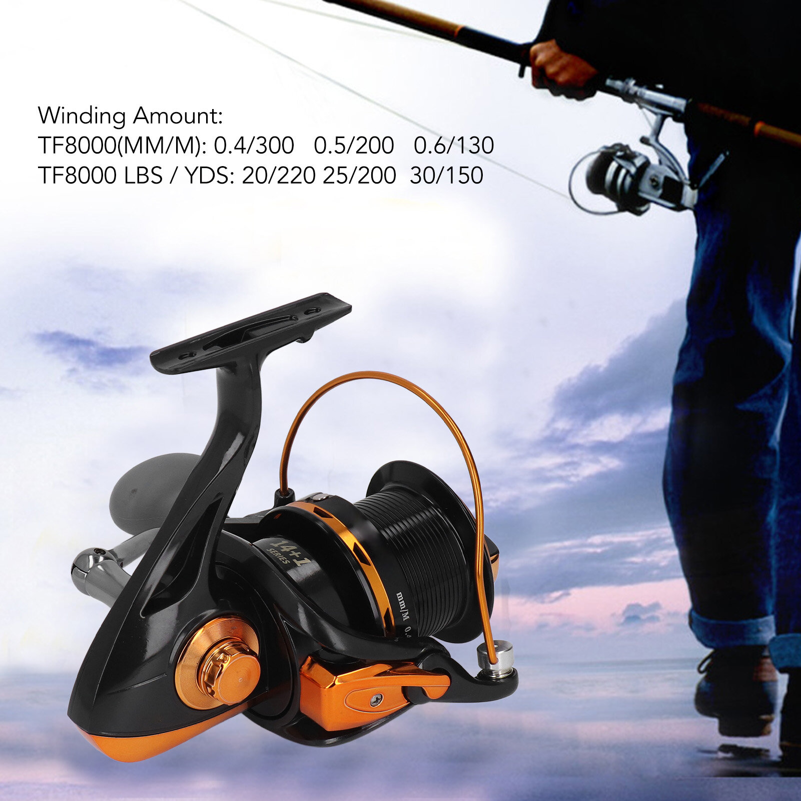 Спиннинговая рыболовная катушка большой емкости без зазоров, спиннинговая катушка для морского побережья и соленой воды TF8000