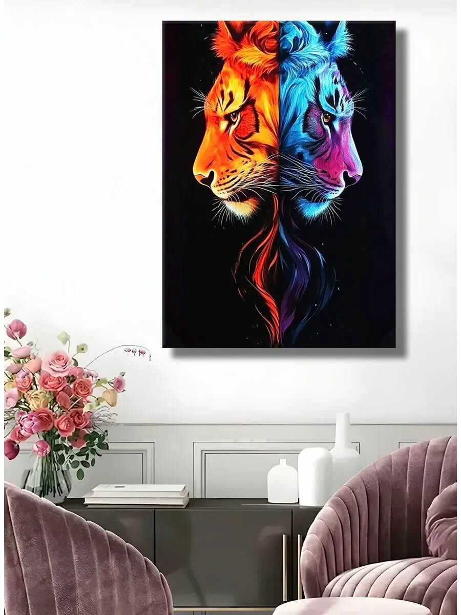 Картина "Тигры противостояния", галерейная 30х40см 1шт.