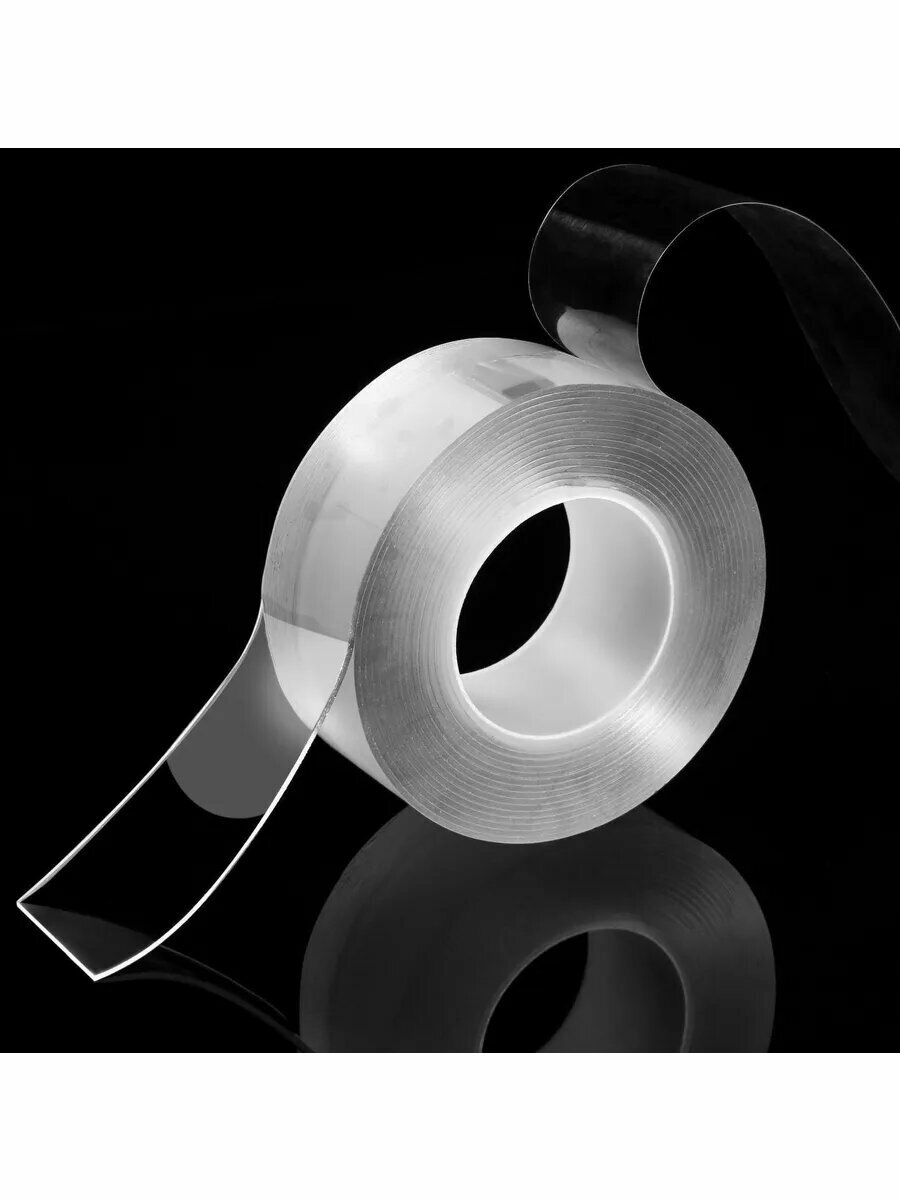 Клейкая лента скотч-нано двусторонняя прозрачная 8мм х 3м