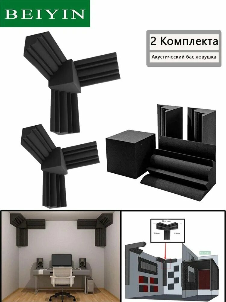 Акустический поролон бас ловушка Комбинированный набор (500 х 300 х 300 мм) набор 2 комплекта