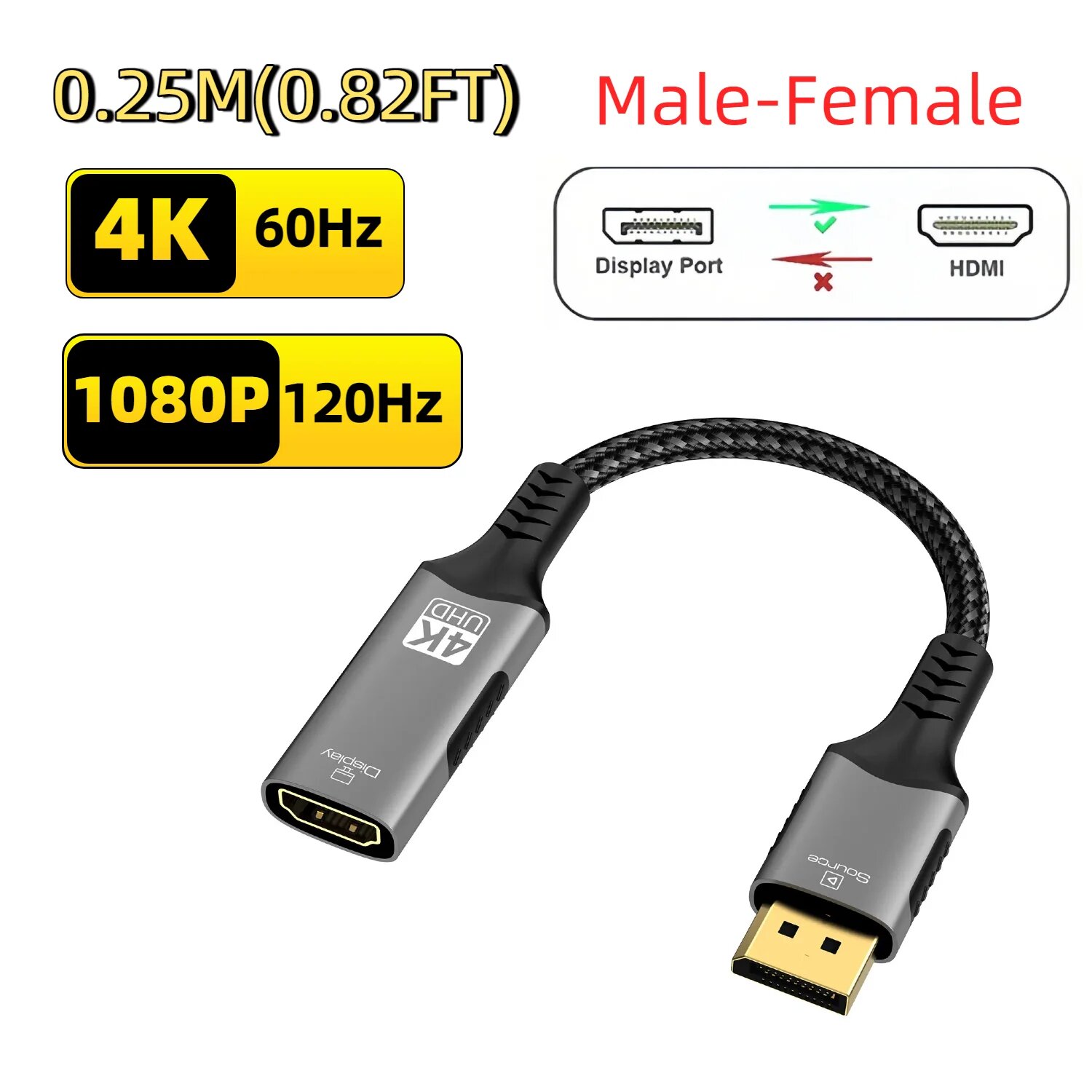 DisplayPort-HDMI конвертер 0.25M, 4K