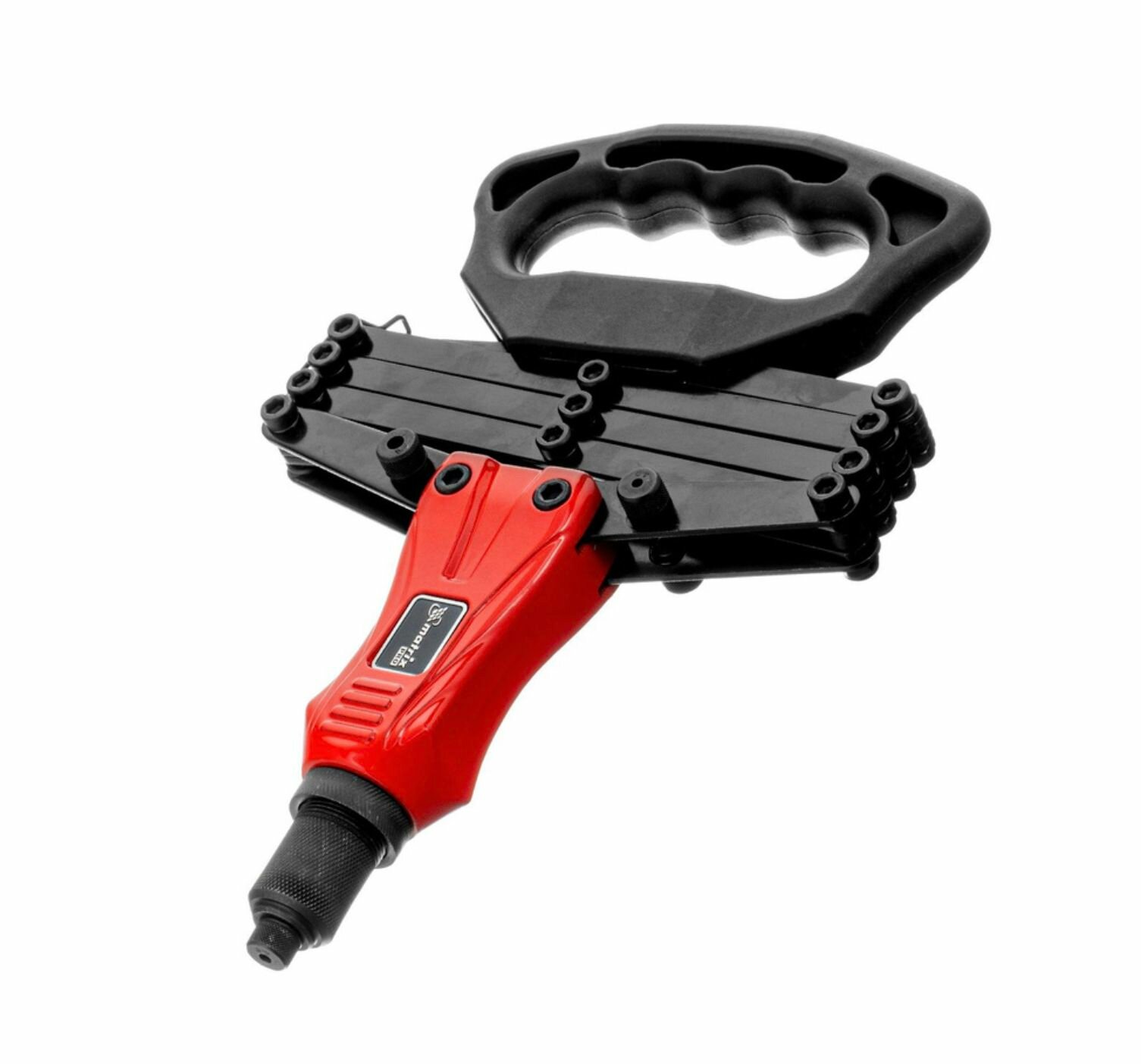 Заклепочник ручной MATRIX PRO "Гармошка", усиленный, для заклепок 2.4/3.2/4/4.8/6.4 мм, литой алюминиевый корпус и стальной цанговый зажим, сменные головки в комплекте, 40548