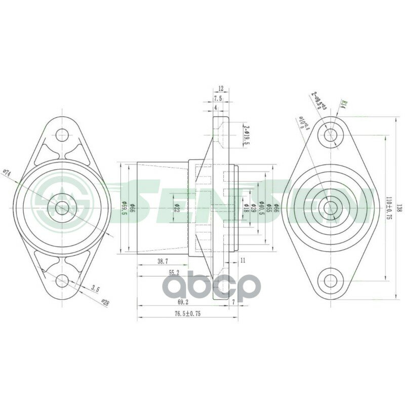 Опора амортизатора задняя верхняя VOLKSWAGEN Passat 97- Sensen арт. M61195