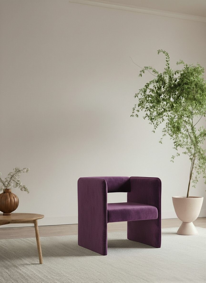 Кресло Меркурий с подлокотниками фиолетовы велюр в офис, дом, салон красоты, прихожую, гостиную, в зону ожидания.